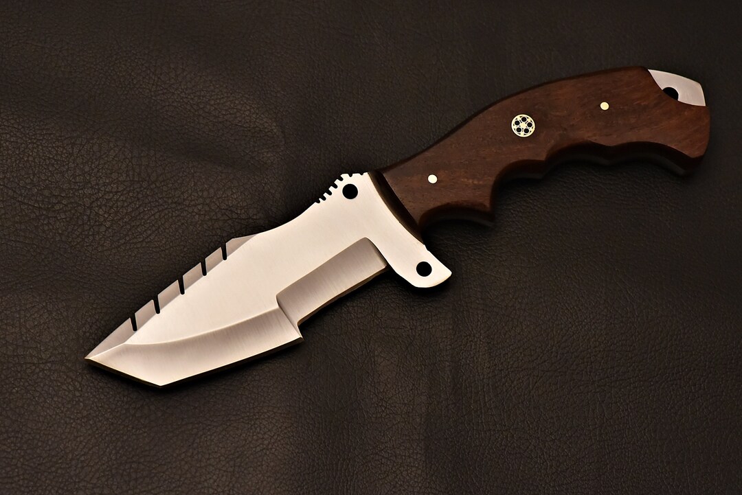 Handmade Tracker Knife D2 Steel With Rose Wood Handle - Etsy