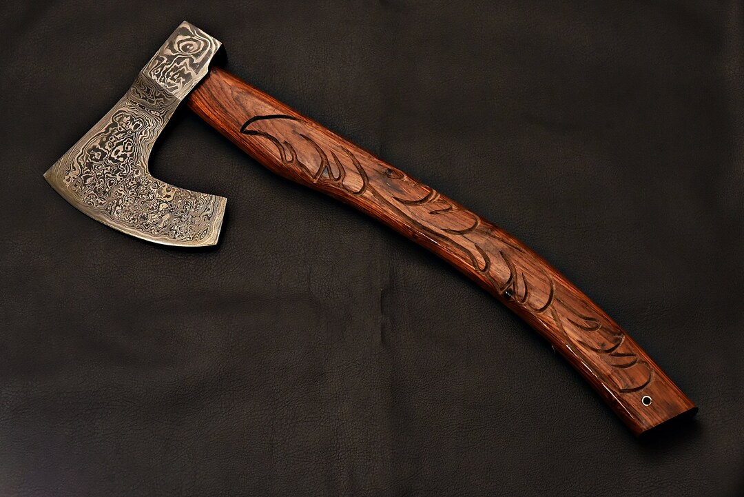 Handmade Damascus Steel Axe Engrave Handle / Tomahawk / Hatchet / Axe ...