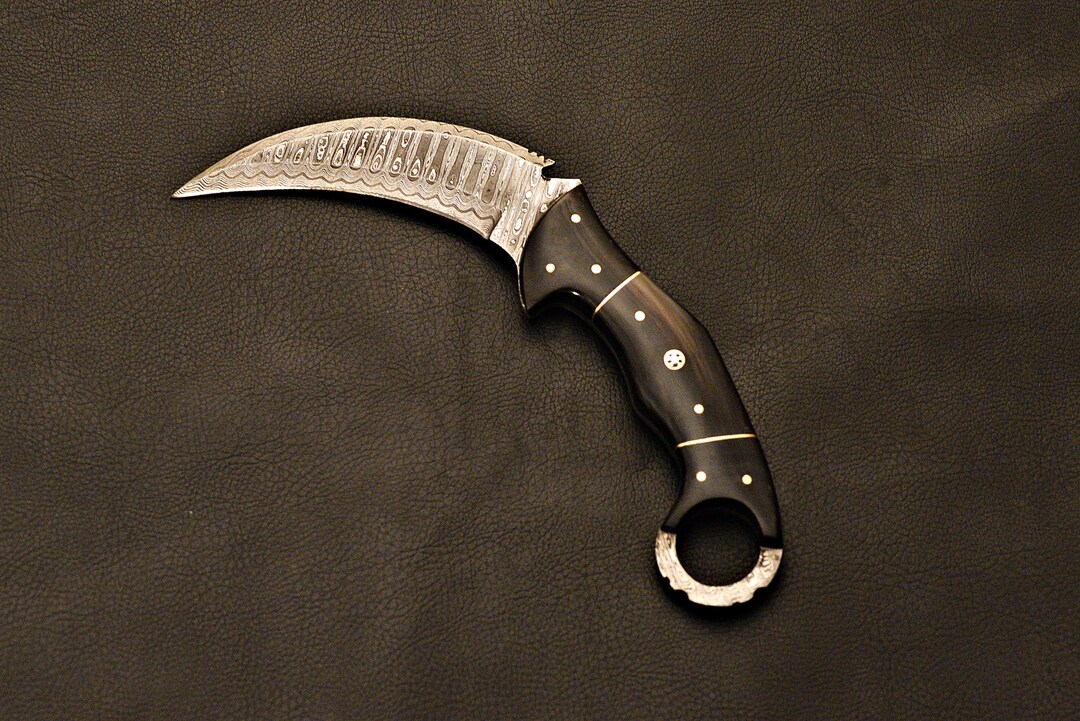 Handmade Damascus Karambit Knife With Leather Sheath - Etsy