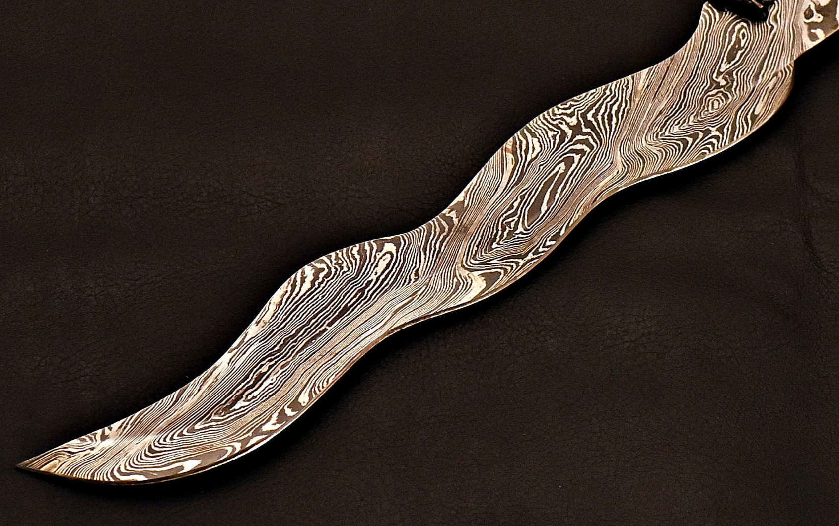 Handmade Damascus Sword With Leather Sheath - Etsy