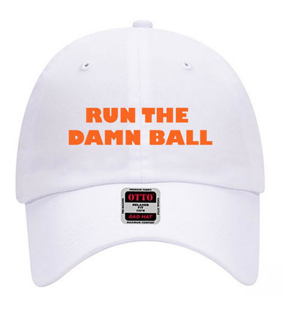 Run the Damn Ball Orange Script Football Hat - Etsy