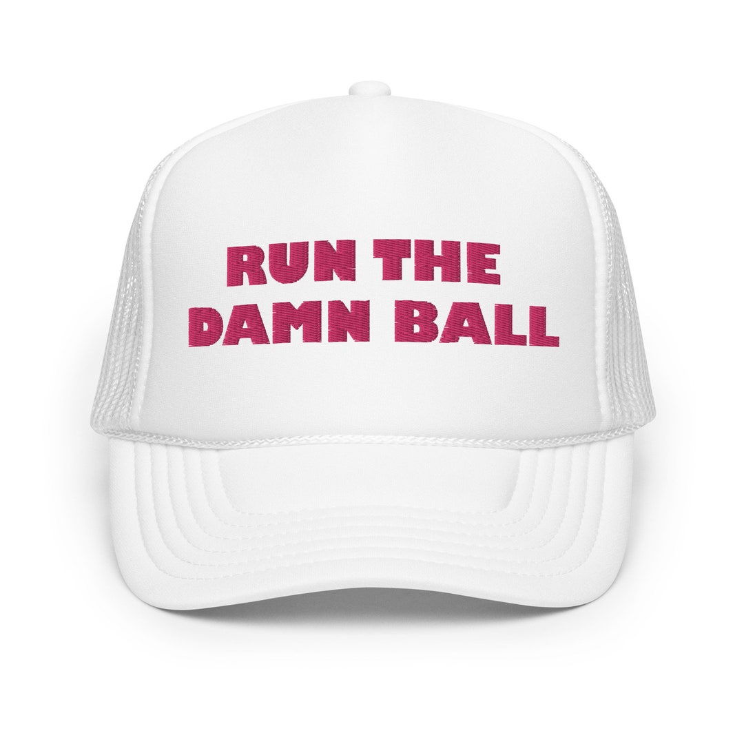 Run the Damn Ball Pink Script White Foam Trucker Hat - Etsy