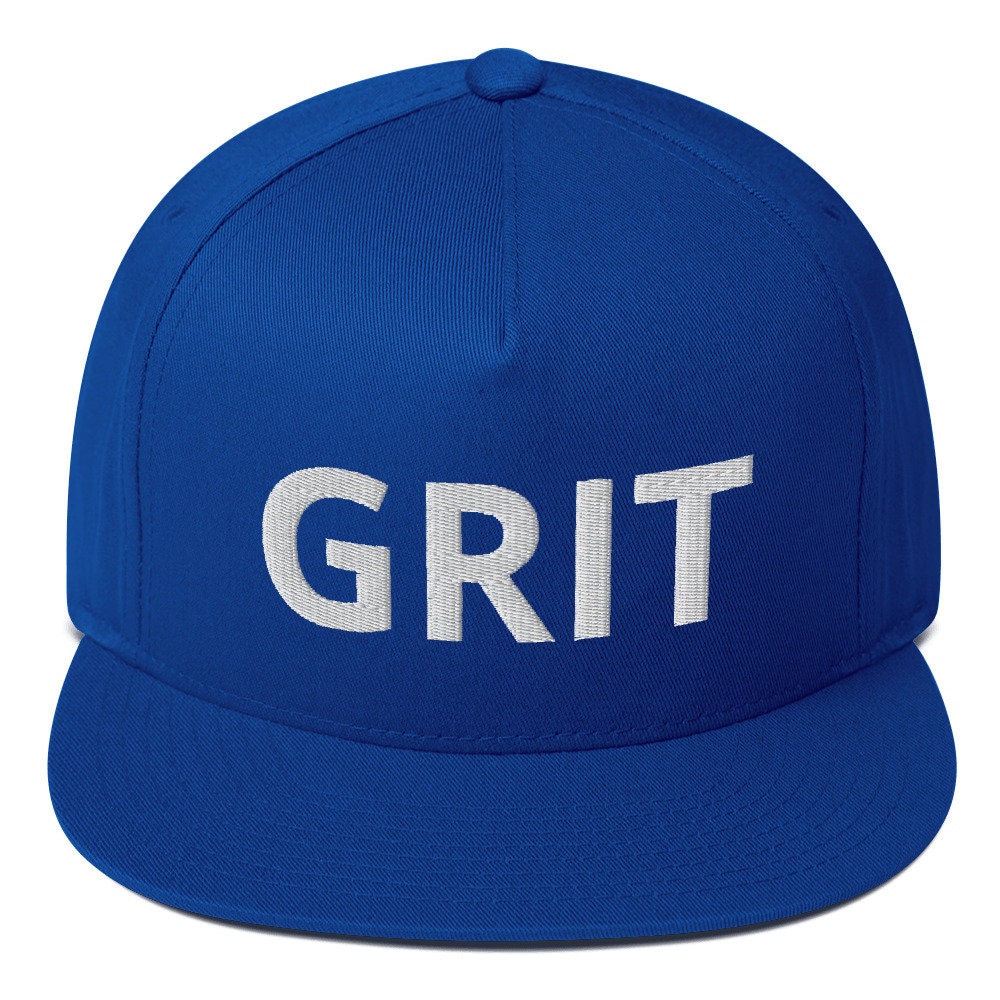 Grit Script Motivational Football Blue Flat Bill Cap - Etsy