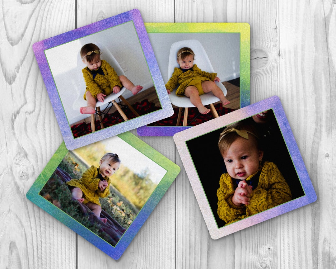 Custom Photo Neoprene Coaster 4 Square Watercolor Background ...