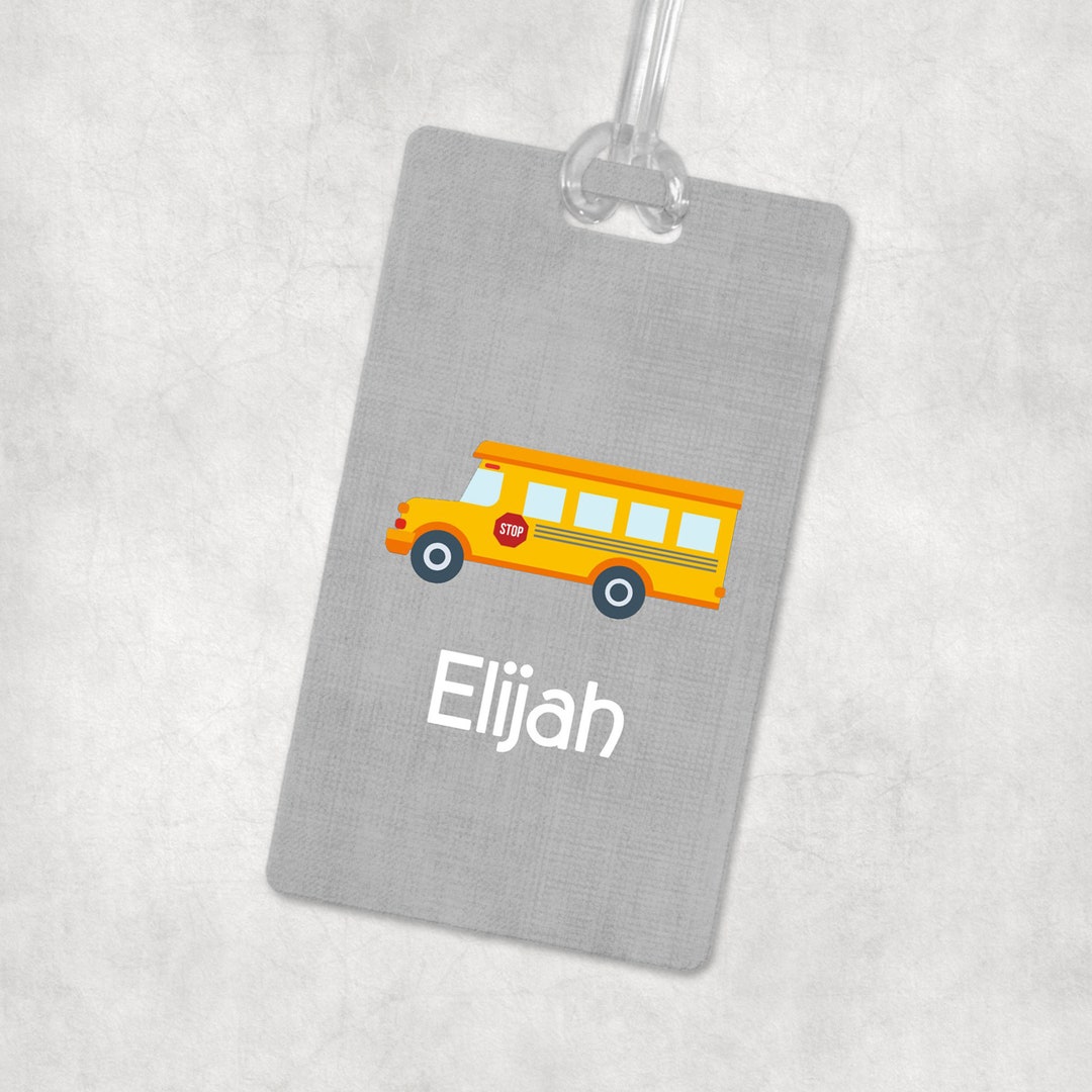 Customizable Kids School Bus Luggage Tag, Personalized Travel Accessory ...