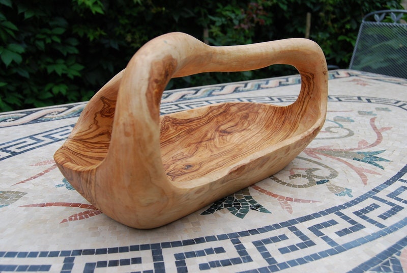 Großer Obstkorb mit Griff aus Olivenholz ca.37Cm - Etsy.de