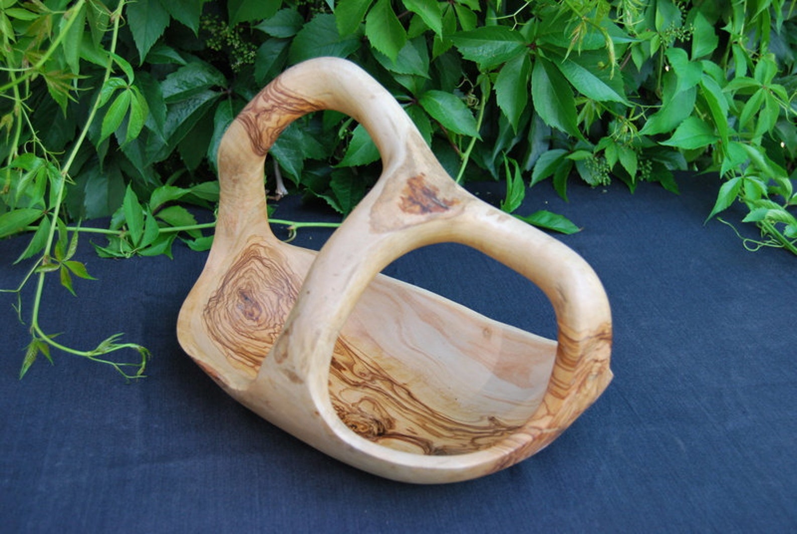 Großer Obstkorb mit Griff aus Olivenholz UNIKAT - Etsy.de