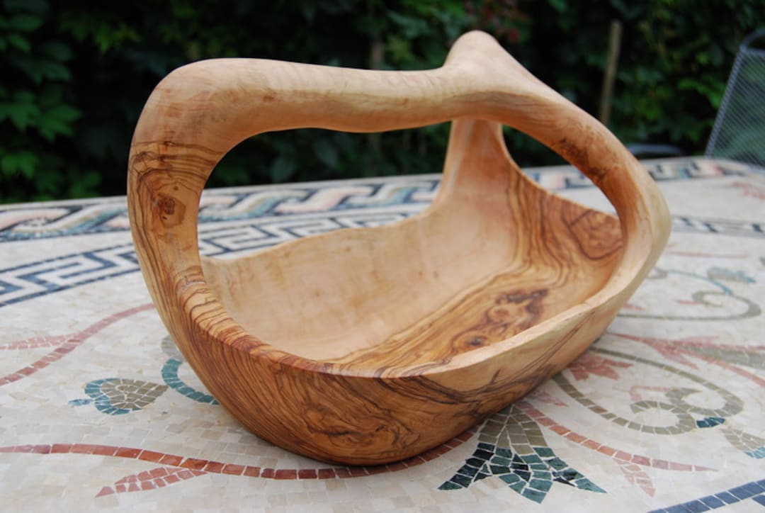Großer Obstkorb mit Griff aus Olivenholz ca.37Cm - Etsy.de