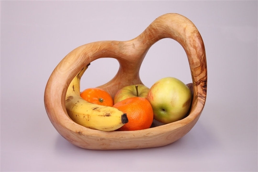 Großer Obstkorb mit Griff aus Olivenholz UNIKAT - Etsy.de