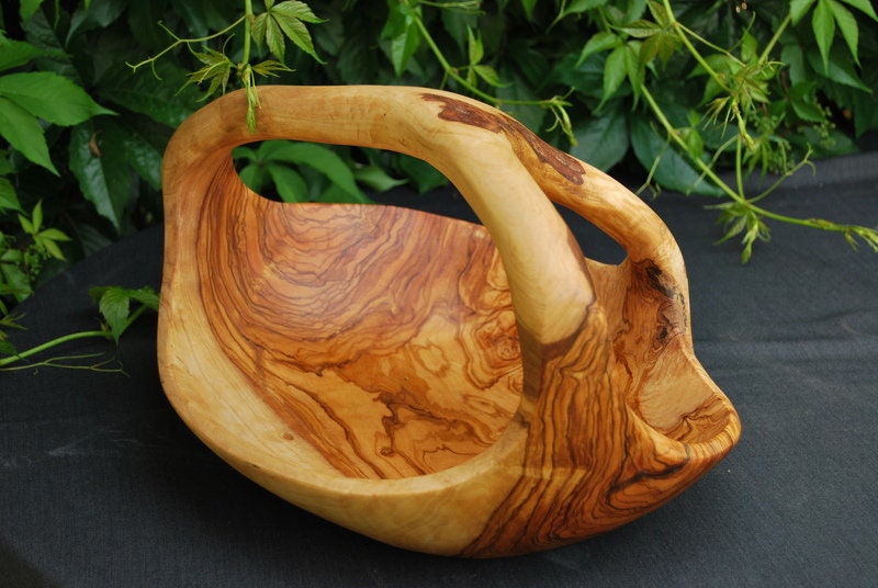 Großer Obstkorb mit Griff aus Olivenholz UNIKAT - Etsy.de