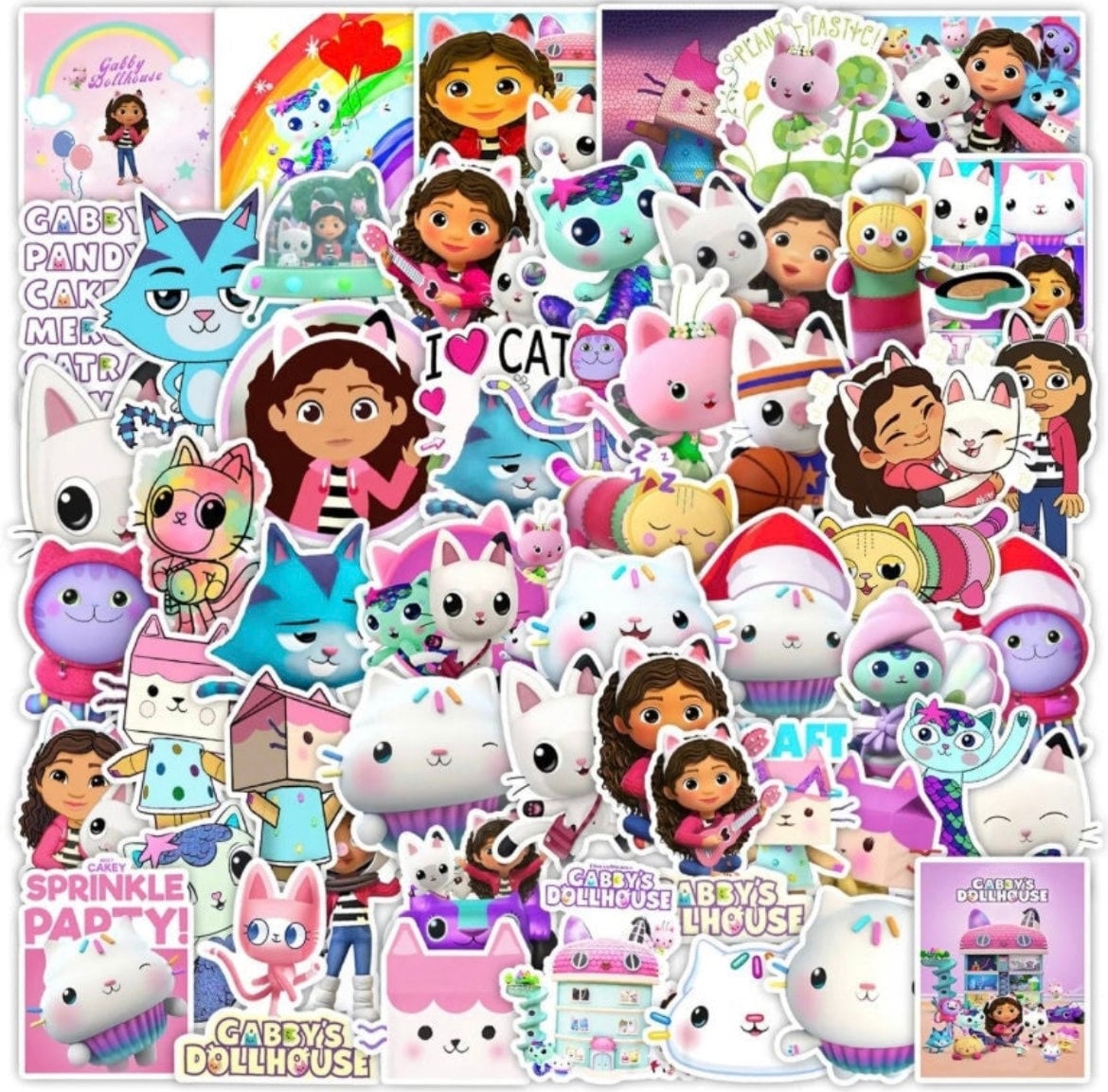 50pcs Gabbys Dollhouse Stickers Party Tags Favours Waterproof Decals ...
