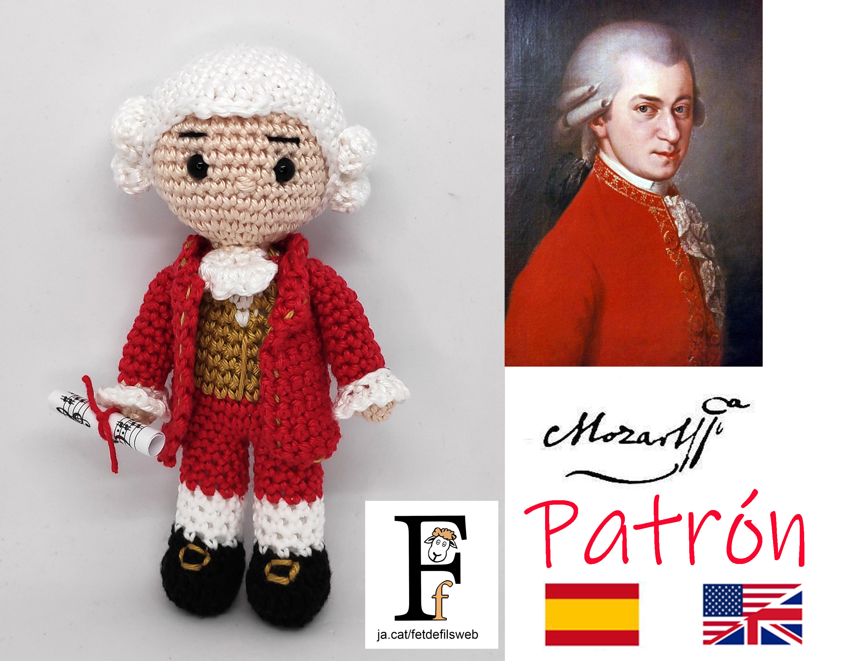 Mozart Amigurumi Pattern - Spanish - English - Etsy