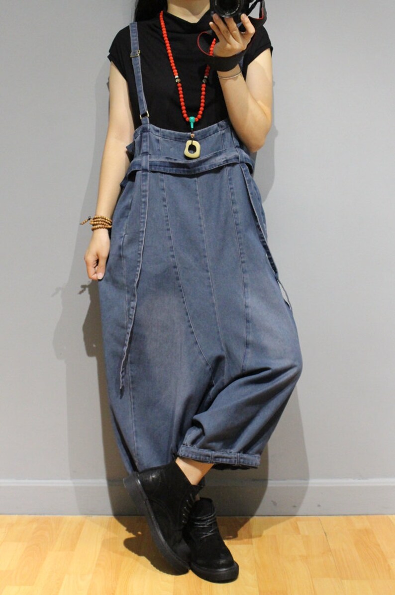 Womens Loose Fitting Denim Overalls With Pocketscasual | Etsy