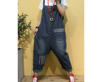 Womens Loose Fitting Denim Overalls With Pocketscasual - Etsy