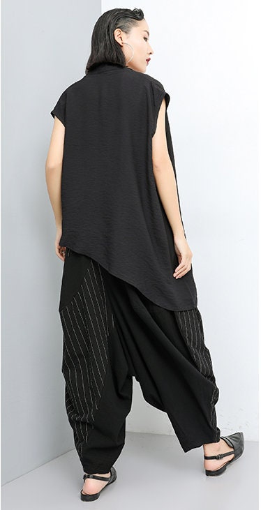 Womens Summer Loose Fitting Patchwork Stripes Cotton Wide Leg - Etsy