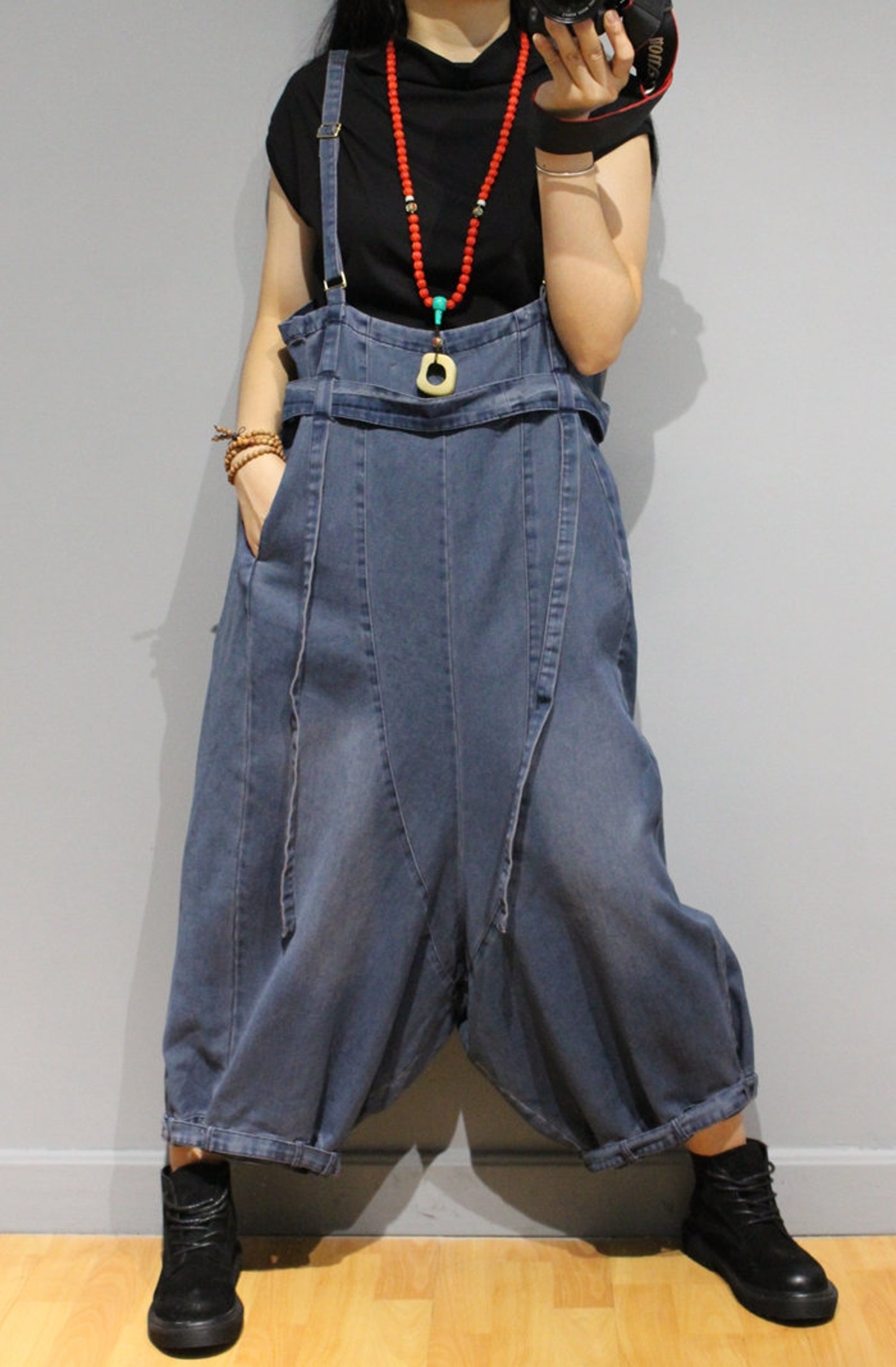 Womens Loose Fitting Denim Overalls With Pocketscasual | Etsy