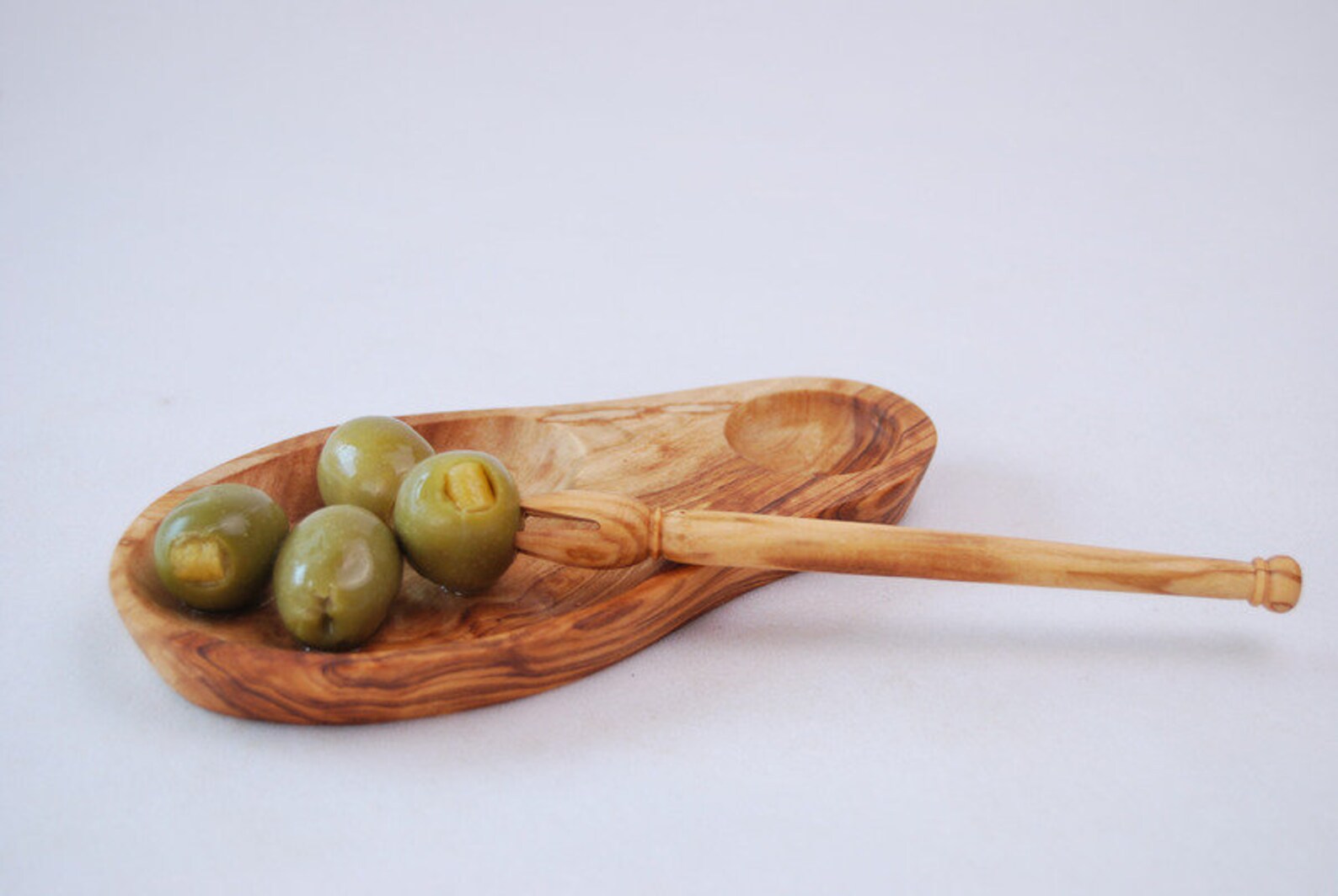 Olive Wood Bowl With Olive Picker ** WOOD UNIQUE** - Etsy