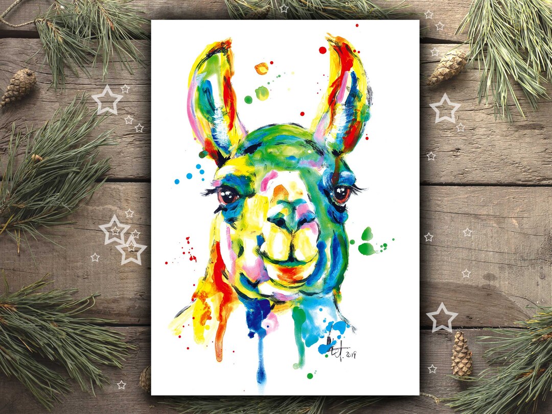 LLAMA Art Print, Funny Llama Drawing Poster, Llama Christmas Gift ...