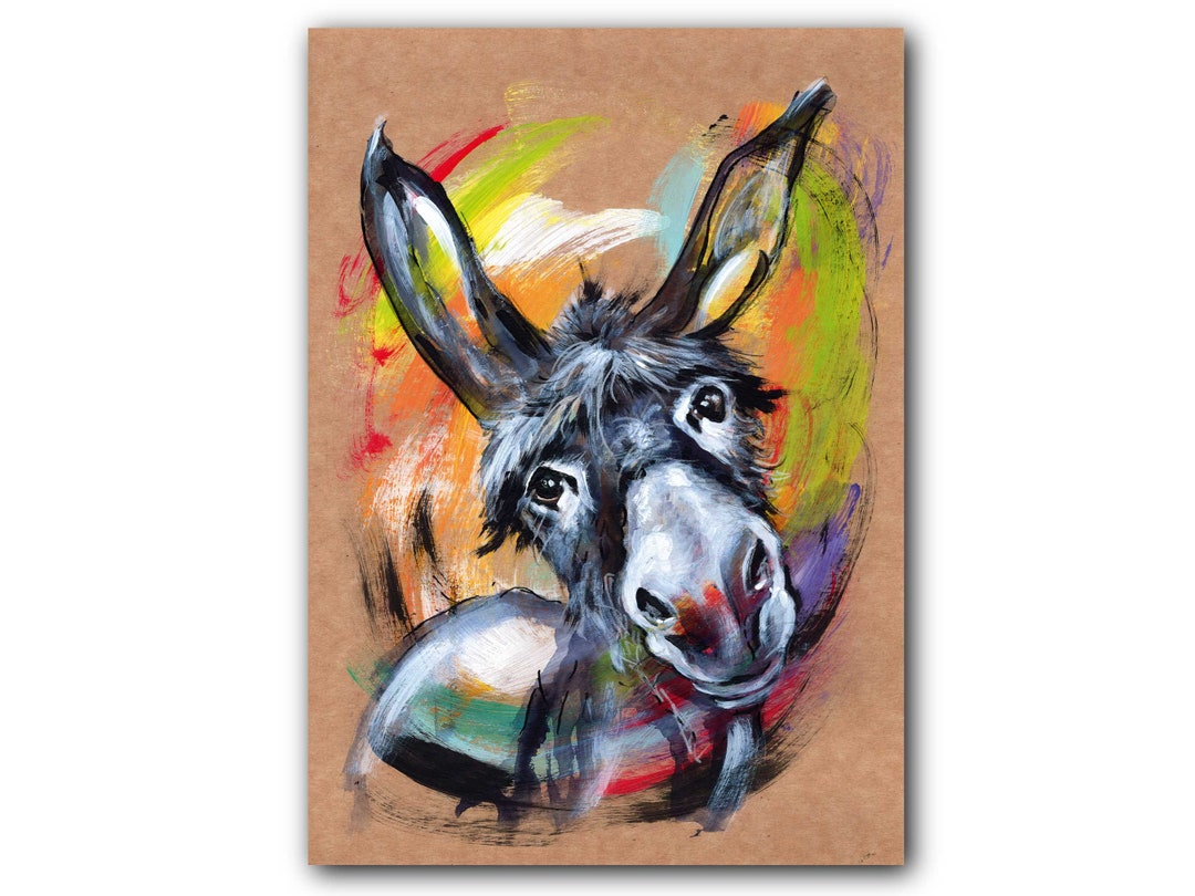 ESEL Bild Art Print Kunst Druck v. handgemalten Acrylbild / Esel ...