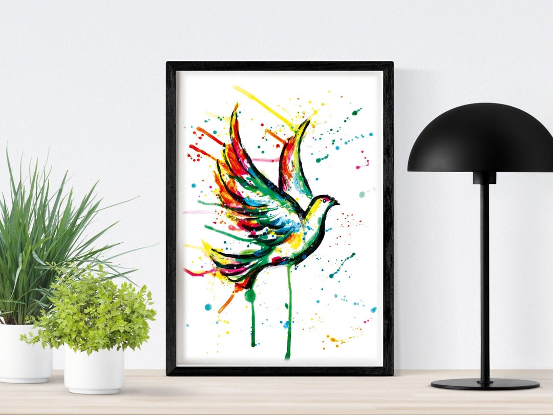 Real Hand Painted Painting PEACE DOVE Original Picture Acrylic ...