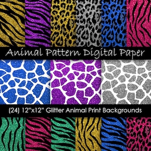 Animal Print Digital Paper Textures With Glitter - Zebra Stripes ...