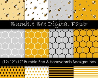 16 Cute Bees Digital Papers. Cute Bees Seamless Pattern Set. Summer ...