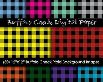 Red Plaid Digital Paper Buffalo Check Checkered Tartan - Etsy