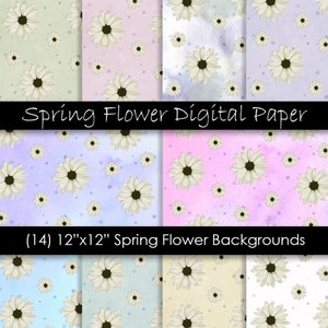 Spring Flower Digital Paper Pastel Flower Patterns Flower Backgrounds ...