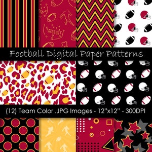 Football Backgrounds Red & Gold - Football Digital Papers - Red and ...