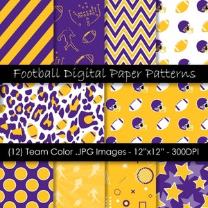 Football Backgrounds Purple & Yellow - Football Digital Papers - Purple ...