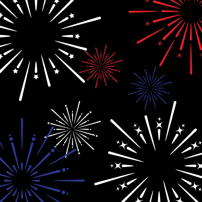 Firework SVG Bundle Red White and Blue Fireworks Clipart - Etsy
