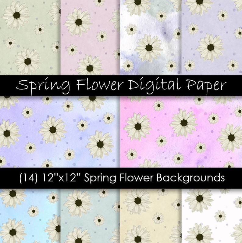 Spring Flower Digital Paper Pastel Flower Patterns Flower Backgrounds ...