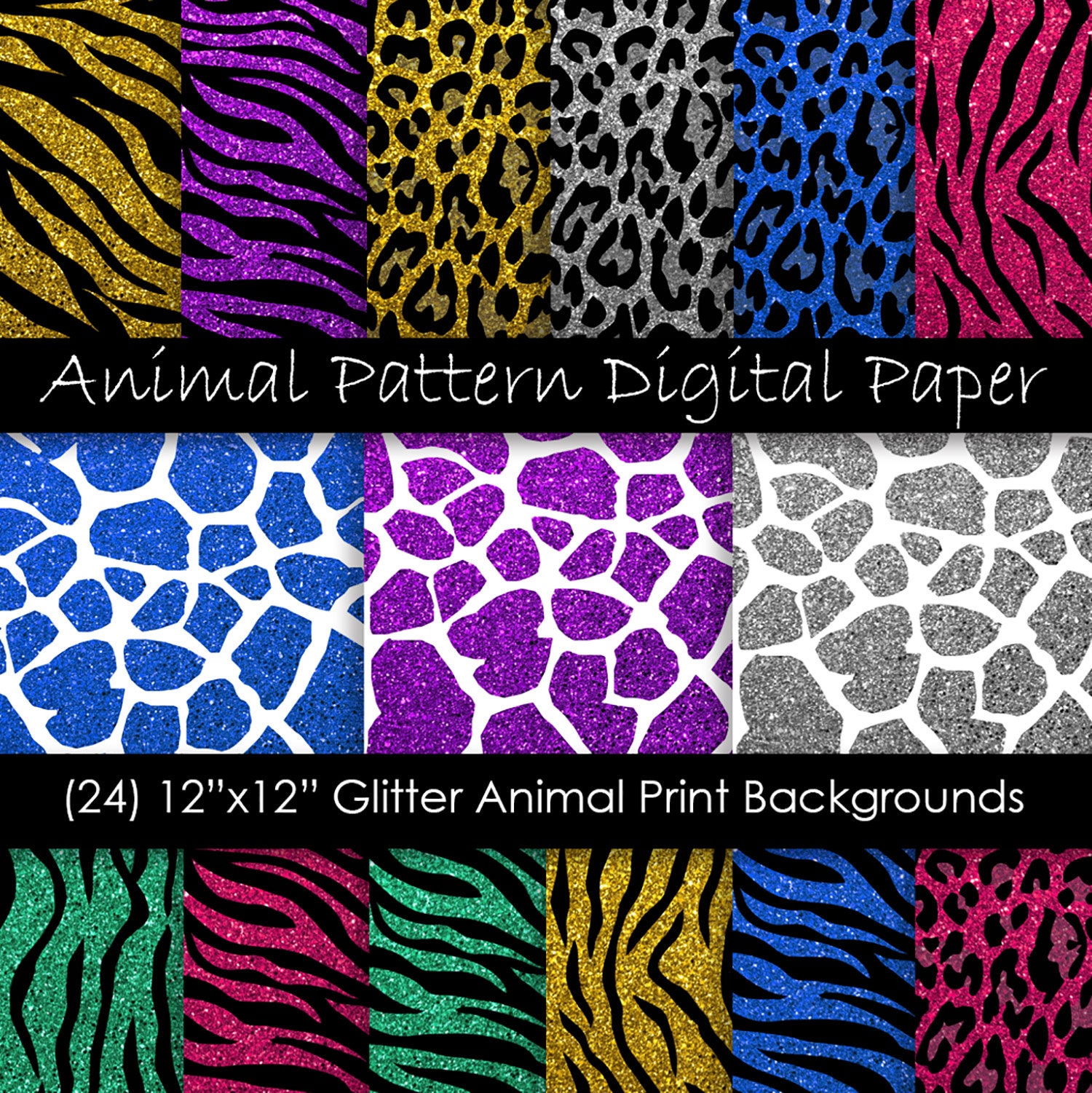 Animal Print Digital Paper Textures With Glitter Zebra - Etsy