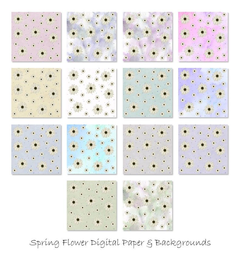 Spring Flower Digital Paper Pastel Flower Patterns Flower Backgrounds ...