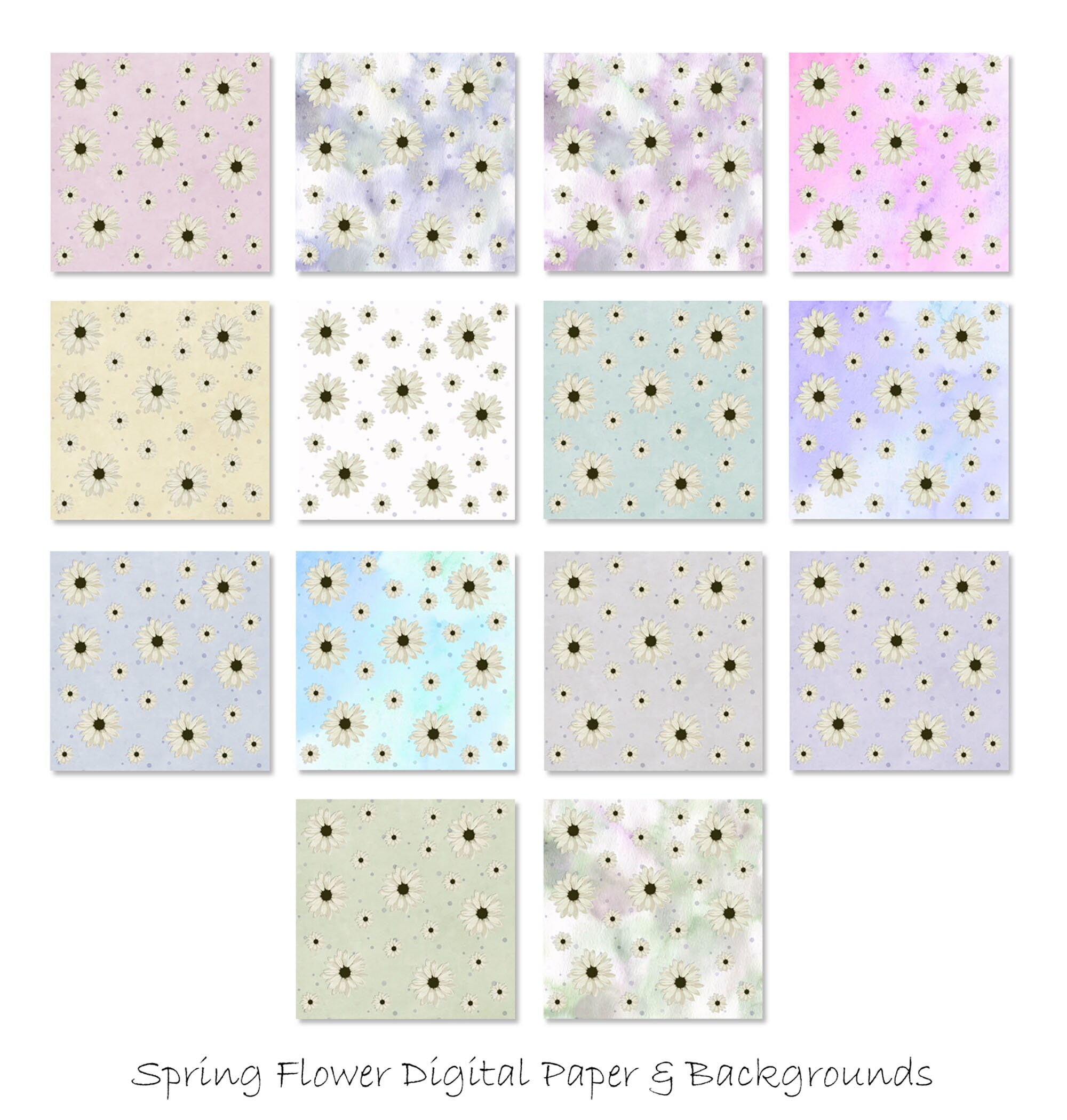 Spring Flower Digital Paper Pastel Flower Patterns Flower Backgrounds ...