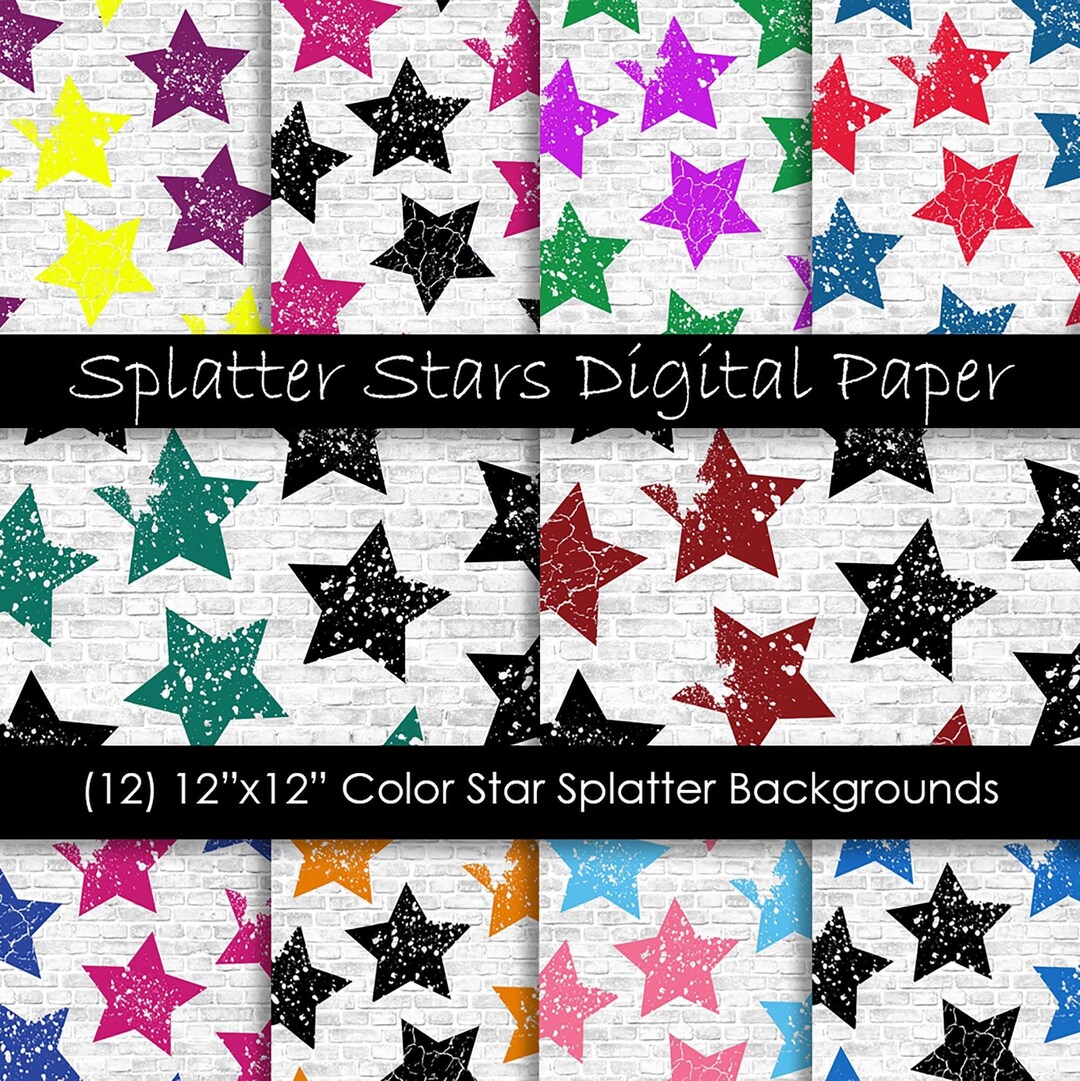 Stars Digital Paper - Star Pattern Backgrounds - Star Scrapbook Paper ...