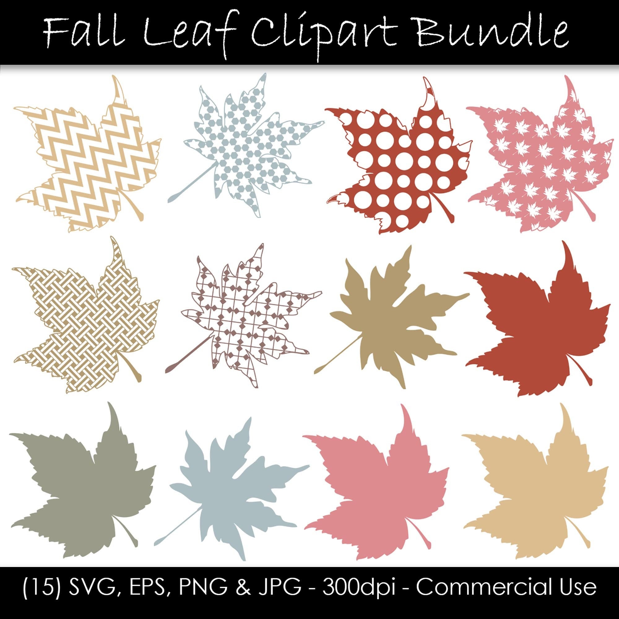 Fall Leaf SVG Clipart Bundle Fall Leaf Stencils Autumn - Etsy