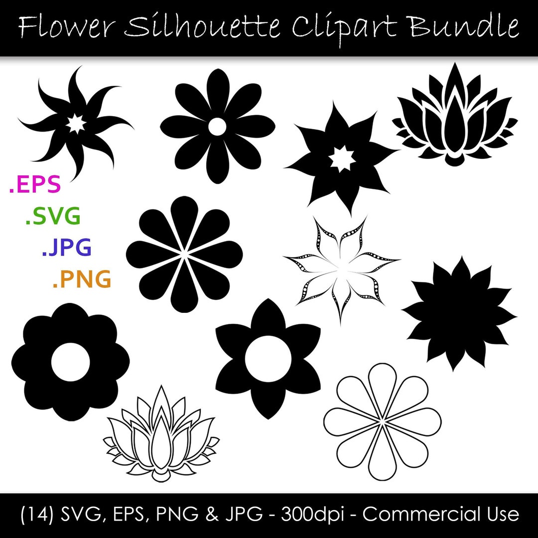 Flower Shape SVG Bundle - Flower Clip Art - Flower Silhouette Cut Files ...