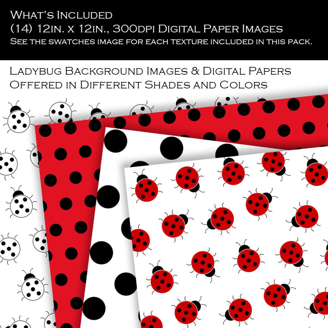 Ladybug Digital Paper Ladybug Scrapbook Paper Red Ladybug - Etsy