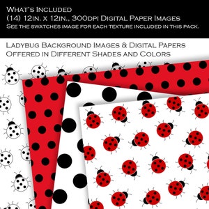 Ladybug Digital Paper - Ladybug Scrapbook Paper - Red Ladybug Pattern ...