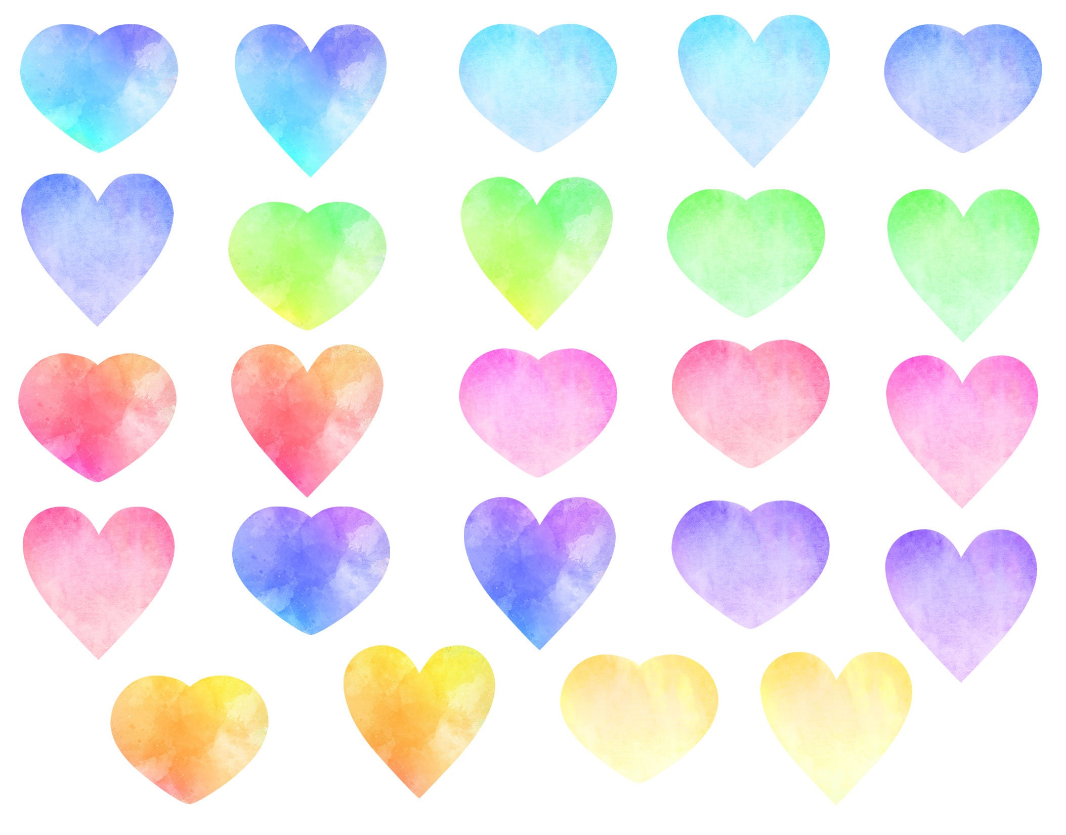 Watercolor Heart Clip Art - Hearts With Watercolor Texture - Valentine ...