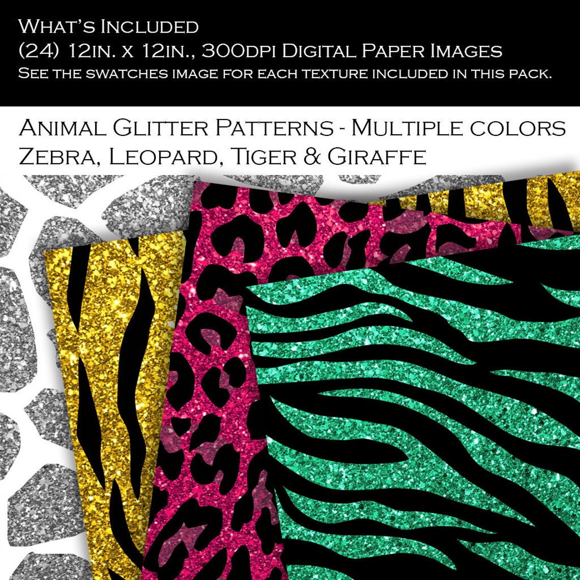 Animal Print Digital Paper Textures With Glitter Zebra - Etsy