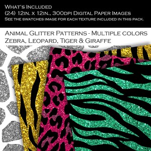 Animal Print Digital Paper Textures With Glitter - Zebra Stripes ...