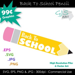 Back to School Pencil SVG File - Pencil Clip Art - Back to School Cut ...