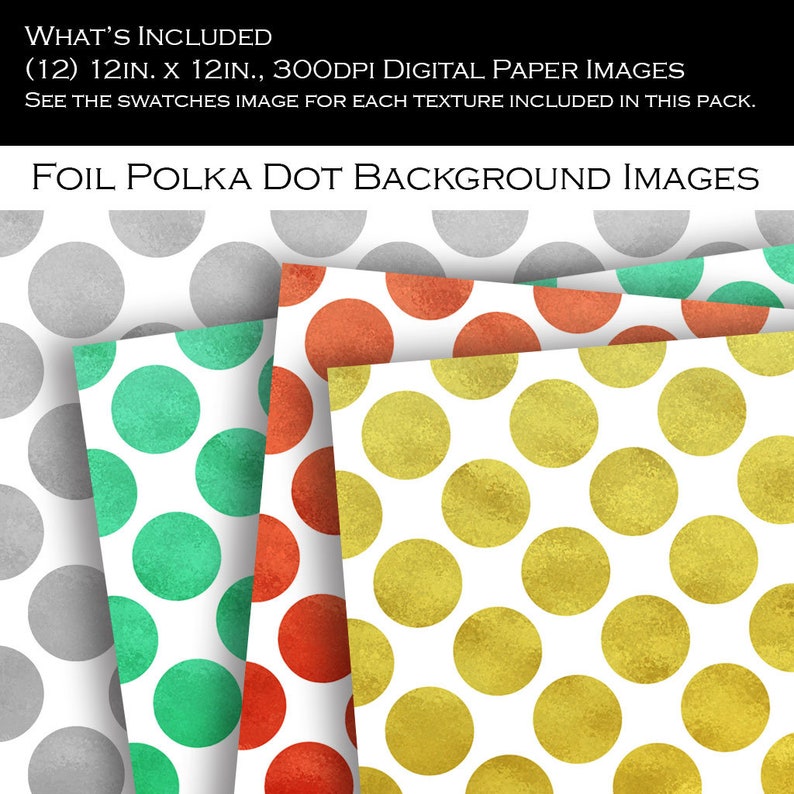 Foil Polka Dot Digital Paper Foil Polka Dots Polka Dot - Etsy