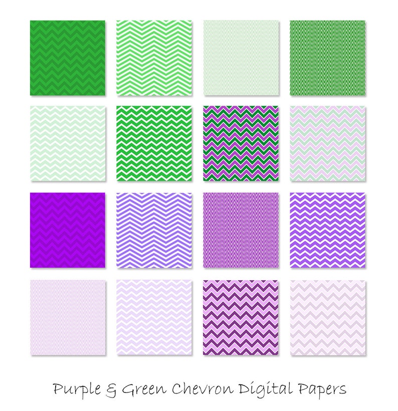 Chevron Digital Paper Purple & Green Chevron Scrapbook Paper | Etsy