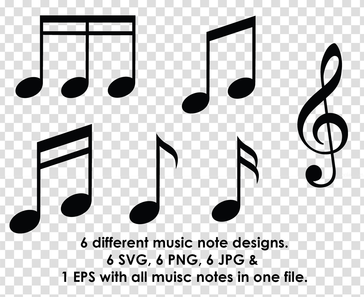 Music Note SVG Bundle - Music Clip Art Silhouette - Music Note for ...