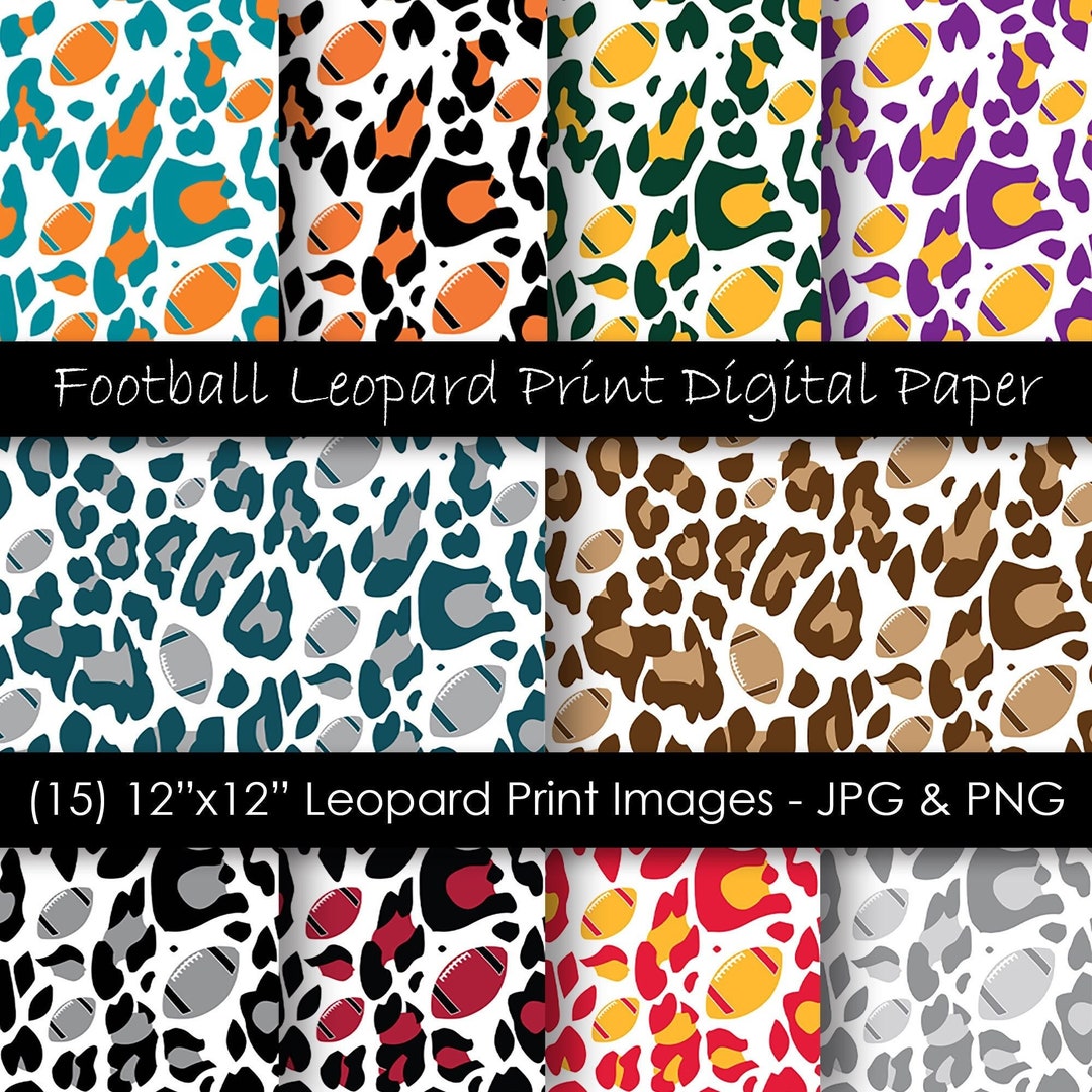 Football Leopard Print Digital Paper - Leopard Pattern With Footballs ...