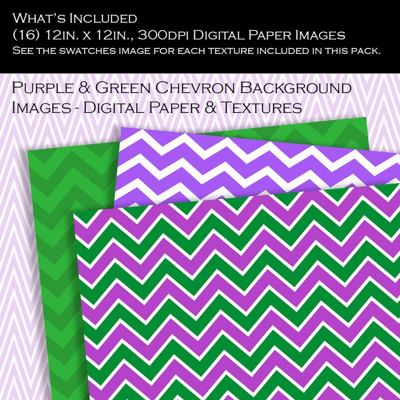 Chevron Digital Paper Purple & Green Chevron Scrapbook Paper | Etsy