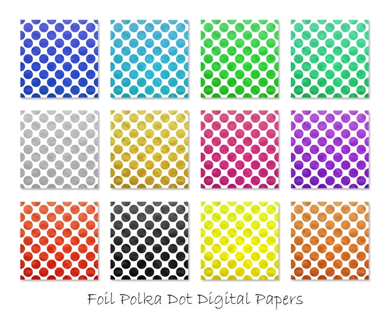 Foil Polka Dot Digital Paper Foil Polka Dots Polka Dot - Etsy